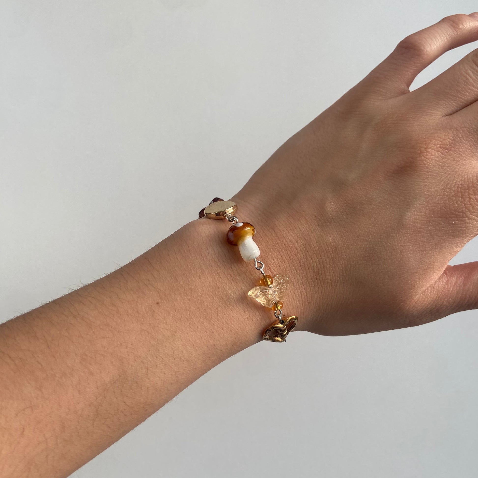 Dainty Cottagecore Charm Bracelet – Hand to Wrist Jewelry