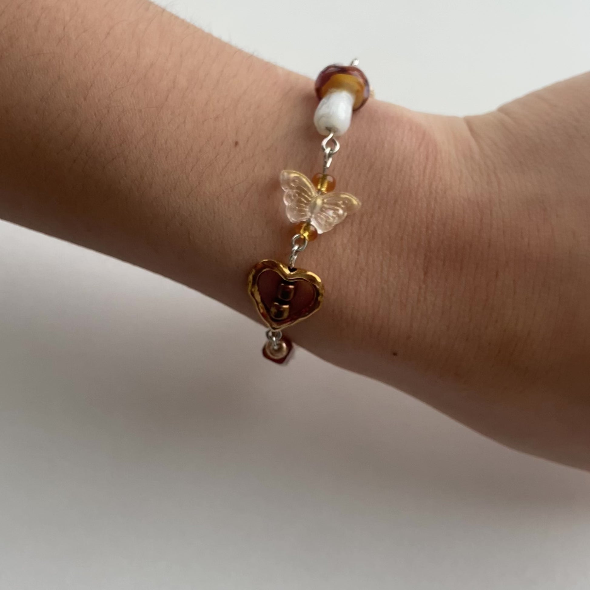 Dainty Cottagecore Charm Bracelet – Hand to Wrist Jewelry